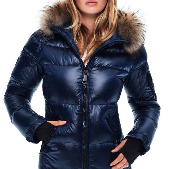 SAM. | Jackets & Coats | Nwt Midnight Sam Blake Fur Trim Puffer Coat ...